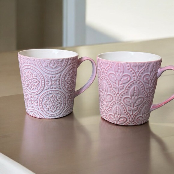 Mikasa | Dining | Mikasa Gourmet Basics Stoneware Mug Pink Medallion ...